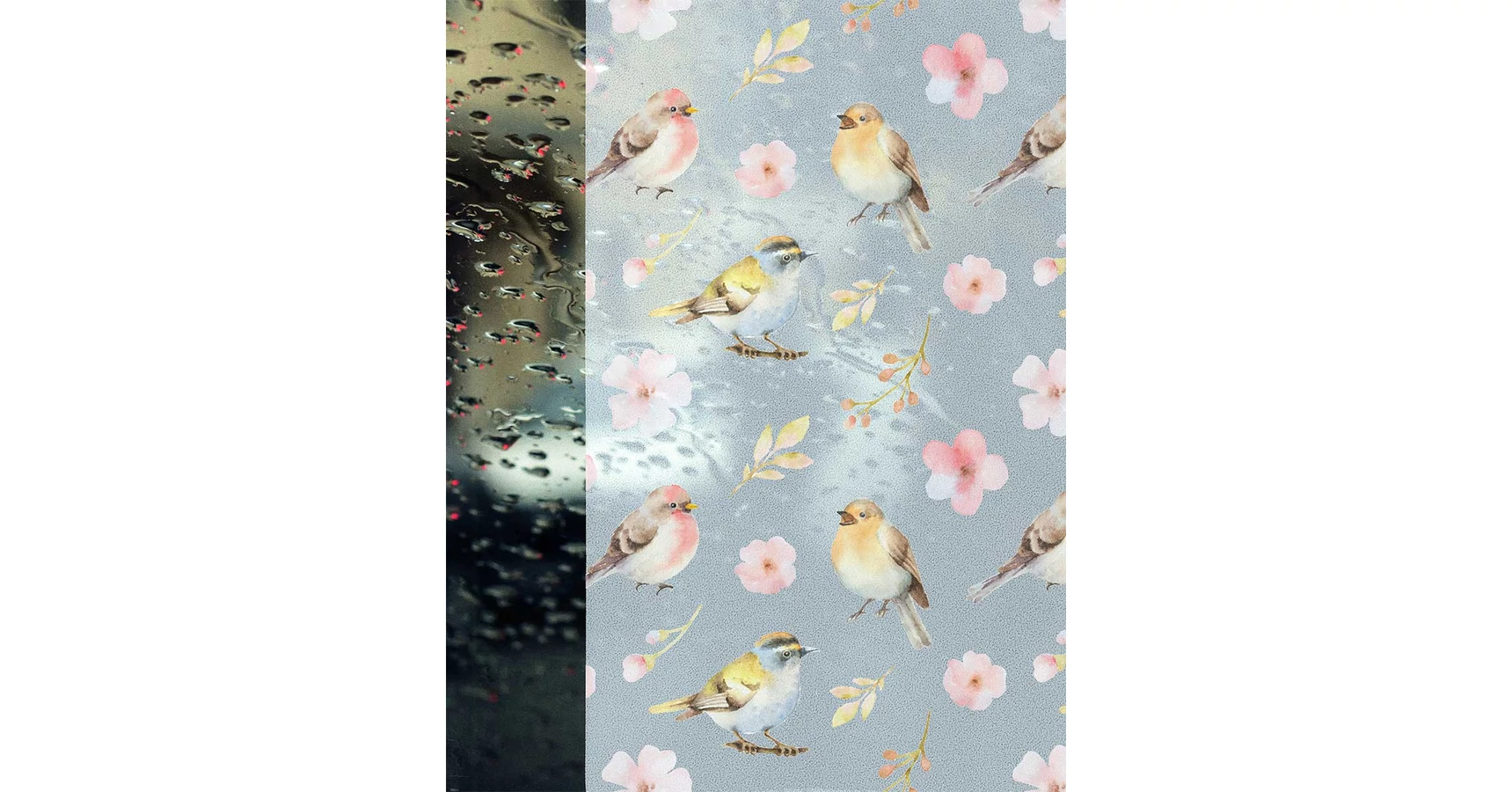 14152 - Spring birds 3D tavaszi madarak sztatikus ablakfólia 45 cm x 15 ...